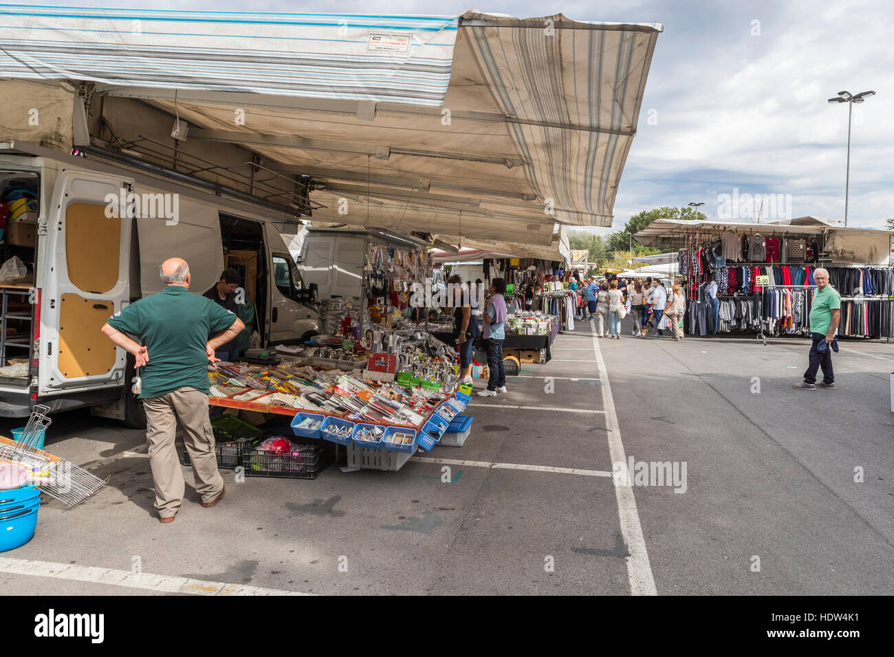 Lucca city street market stretches from the Porta Santa Maria along the ...