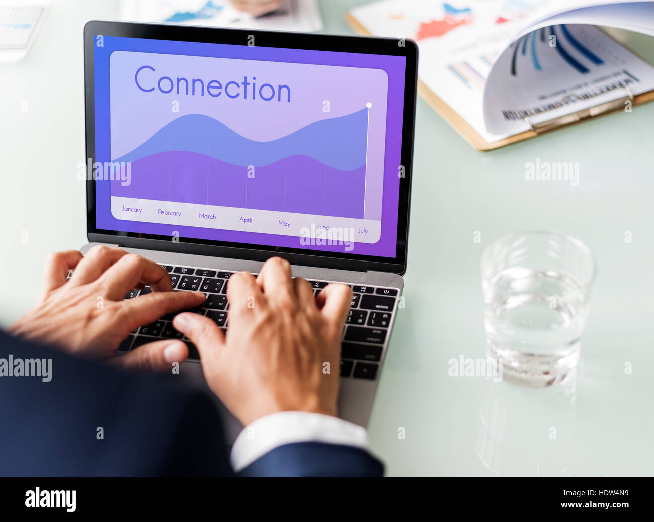 Connection Technology Monthly Graph Stock Photo - Alamy