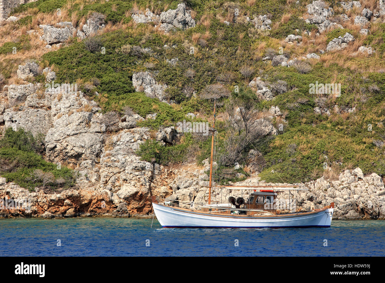 big fishing boat in a greek island Stock Photo - Alamy