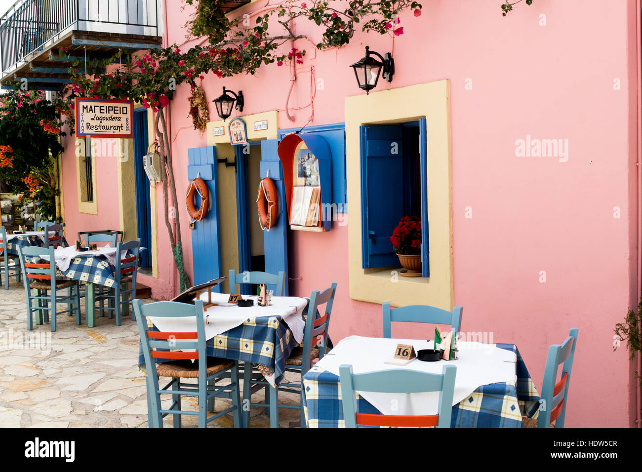 Picturesque, Colourful, Exterior, Restaurant Street View with Tables ...