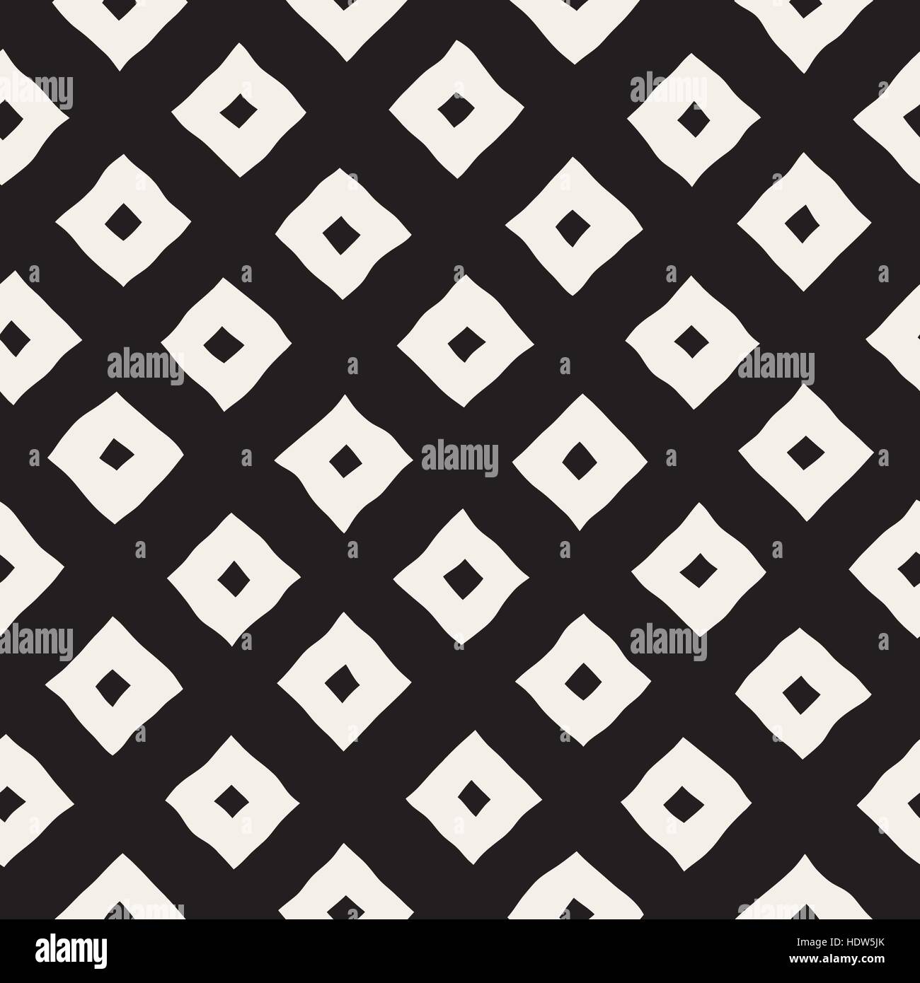 Vector Seamless Black and White Hand Drawn Rhombus Lines Pattern Stock ...