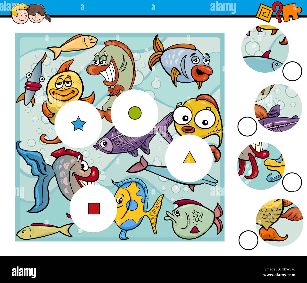 Cartoon Illustration of Educational Match the Elements Game for ...