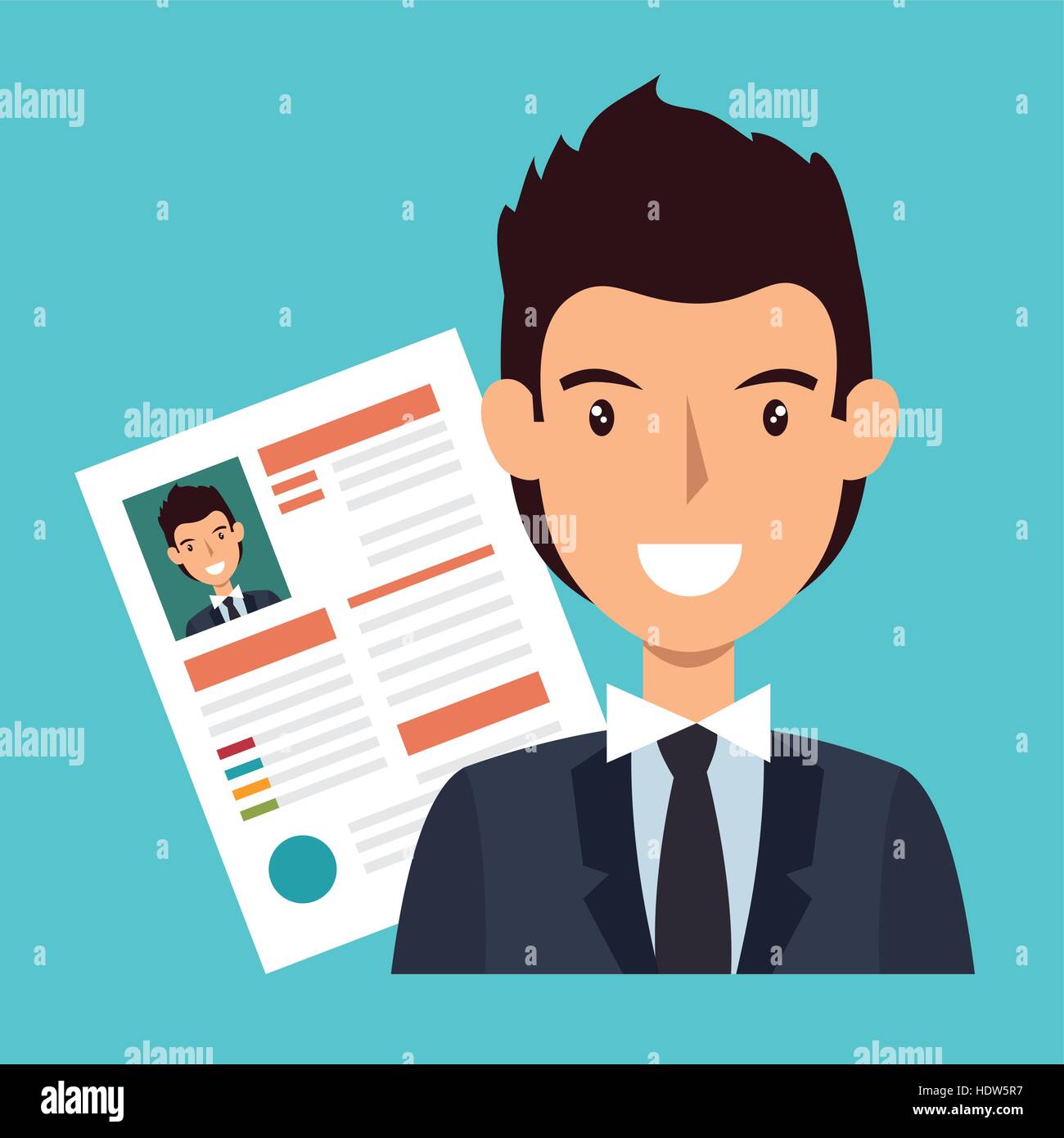 businessman character avatar with cv icon vector illustration design ...