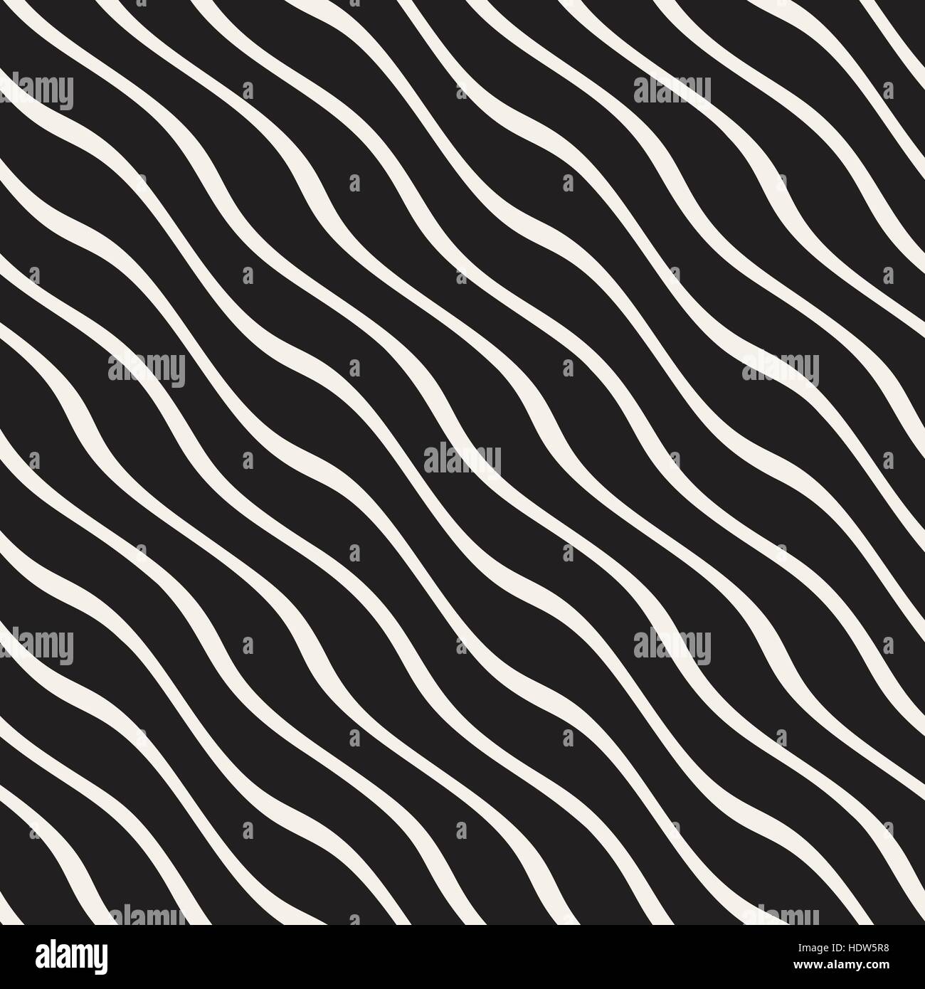 Wavy Ripple Lines. Vector Seamless Black and White Pattern Stock Vector ...