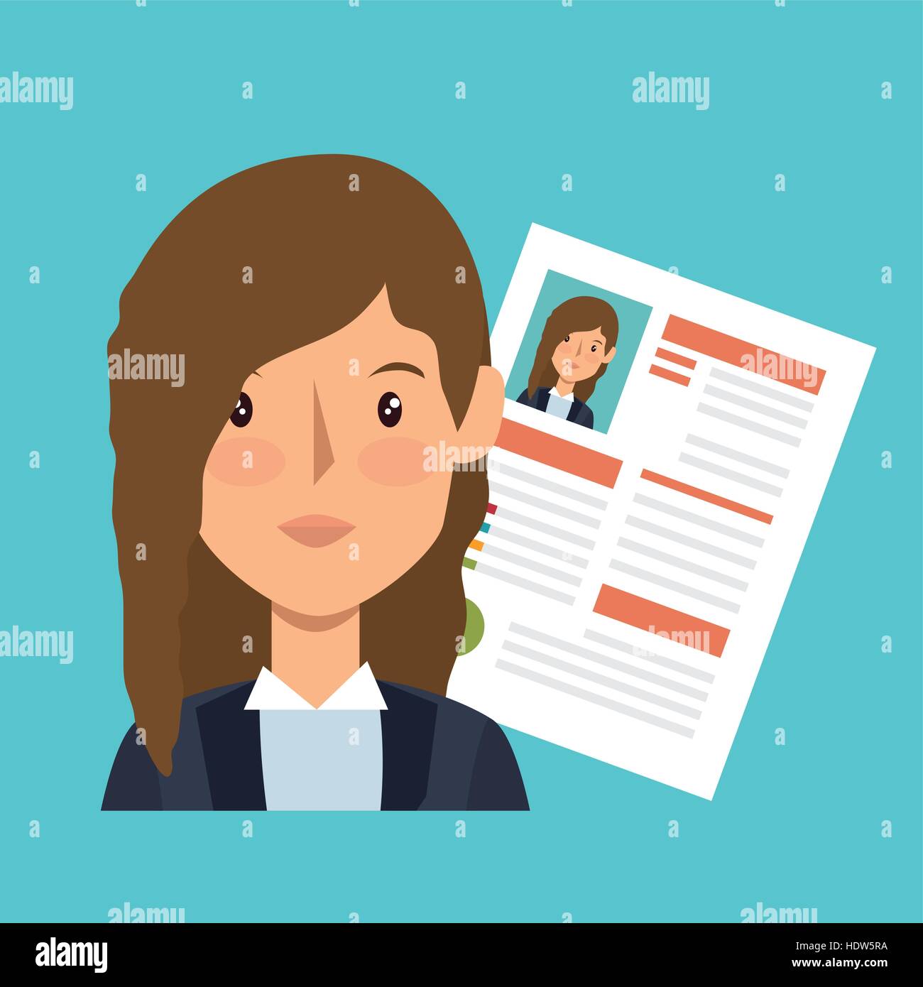 Woman avatar curriculum vitae document Stock Vector Images - Alamy