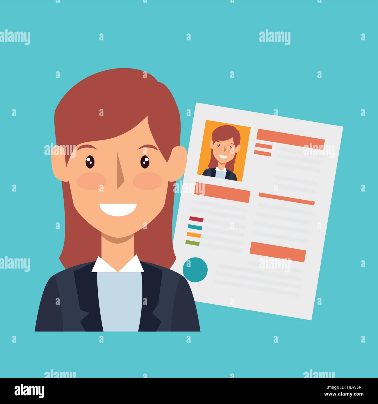 Woman avatar curriculum vitae document hi-res stock photography and ...