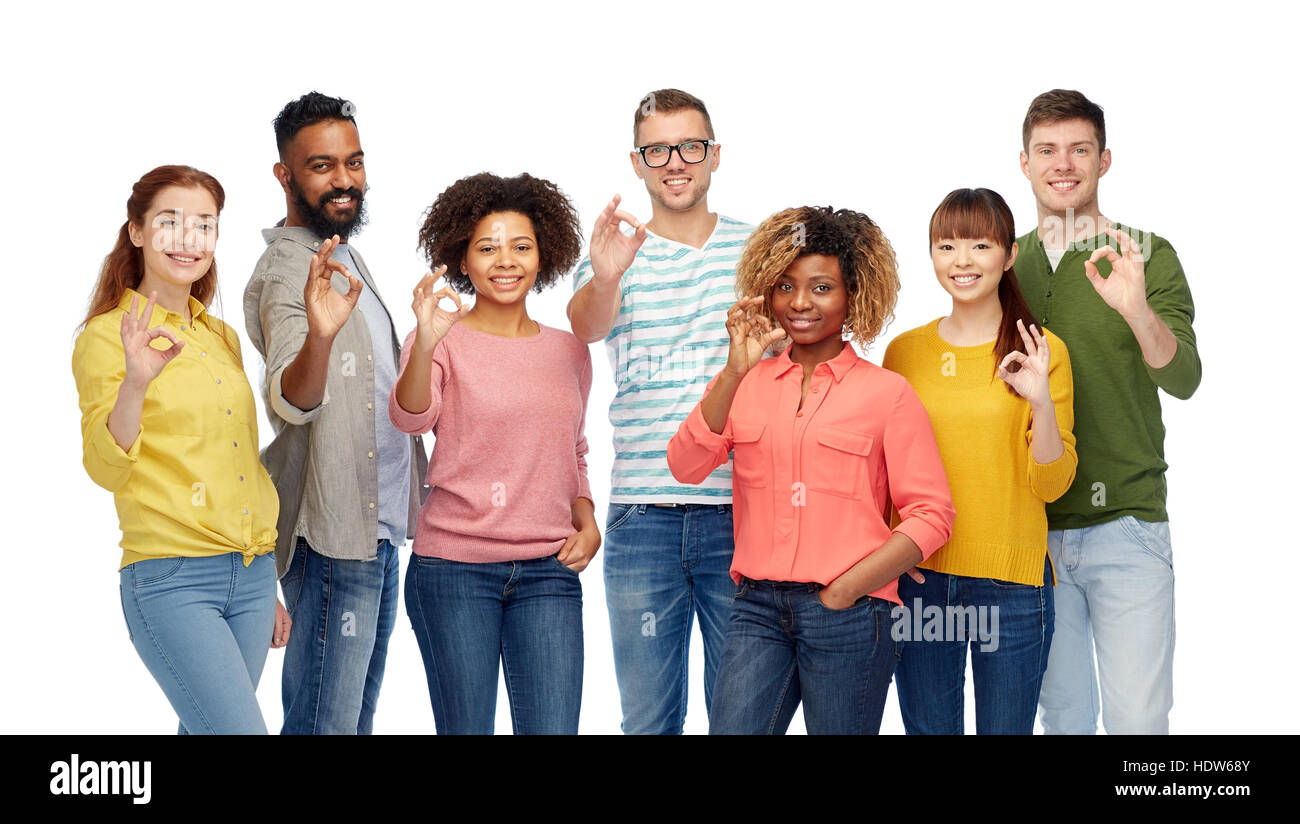 international group of happy people showing ok Stock Photo - Alamy