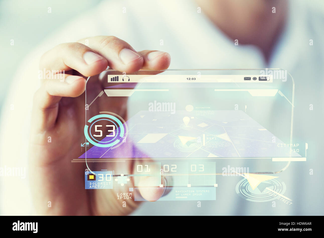 close up of male hand showing smartphone and map Stock Photo - Alamy