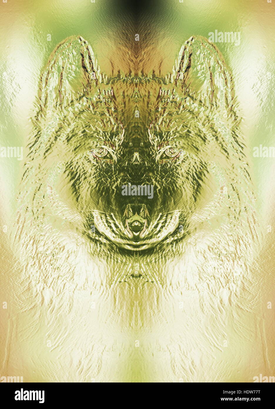 mystical smiling jackal appearence, computer metal effect graphic ...