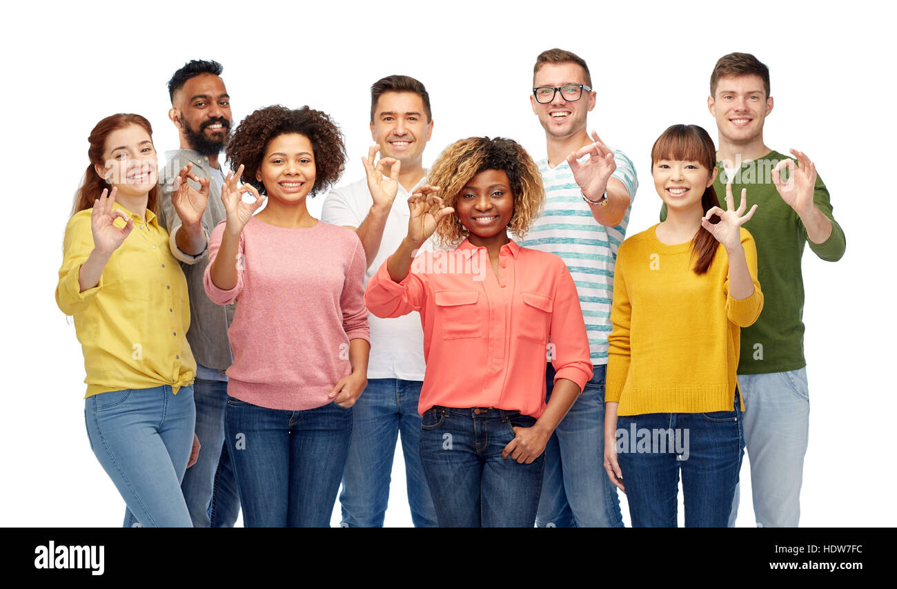 international group of happy people showing ok Stock Photo - Alamy