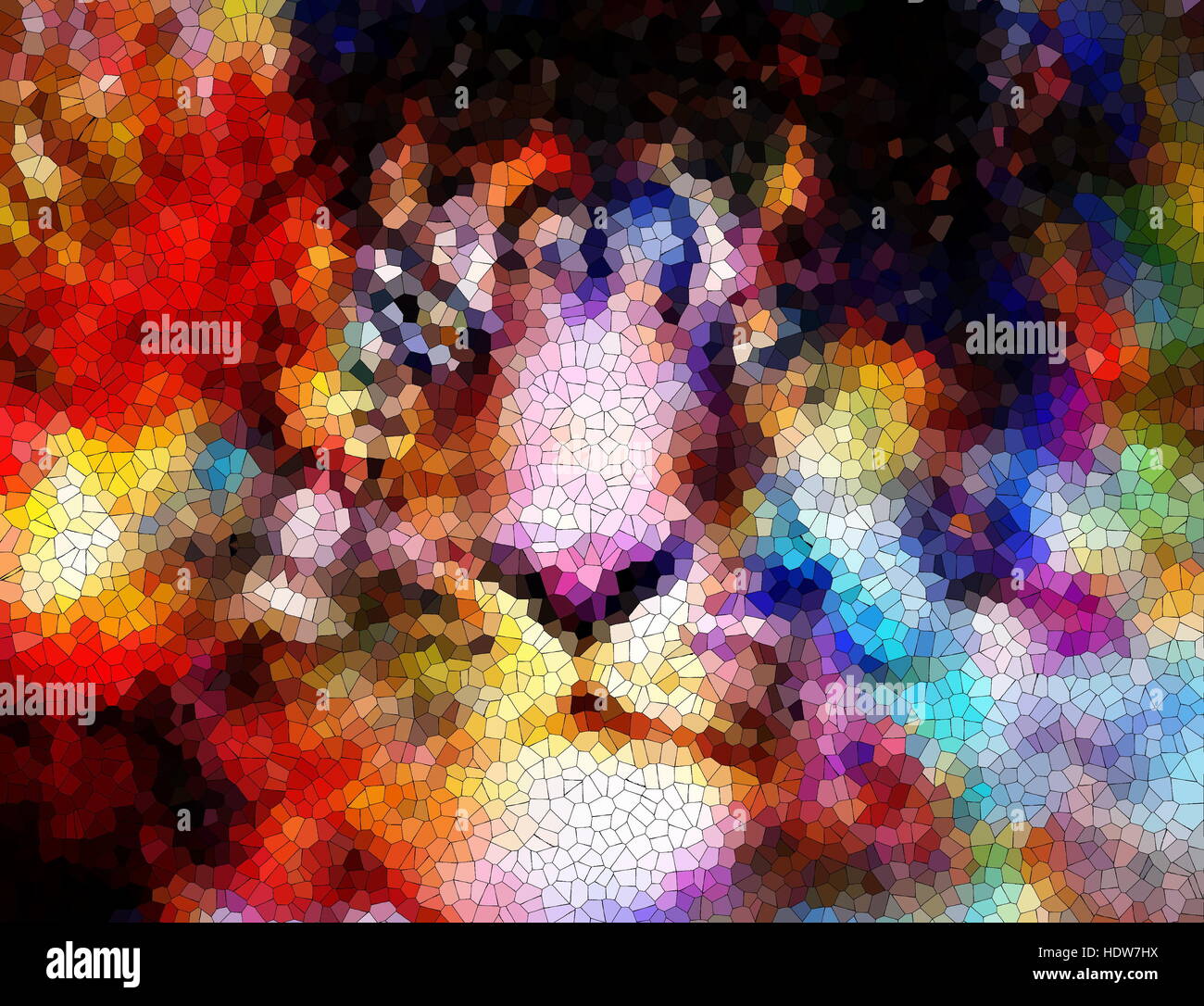 multicolor cosmic tiger face collage, computer graphic with mosaic ...