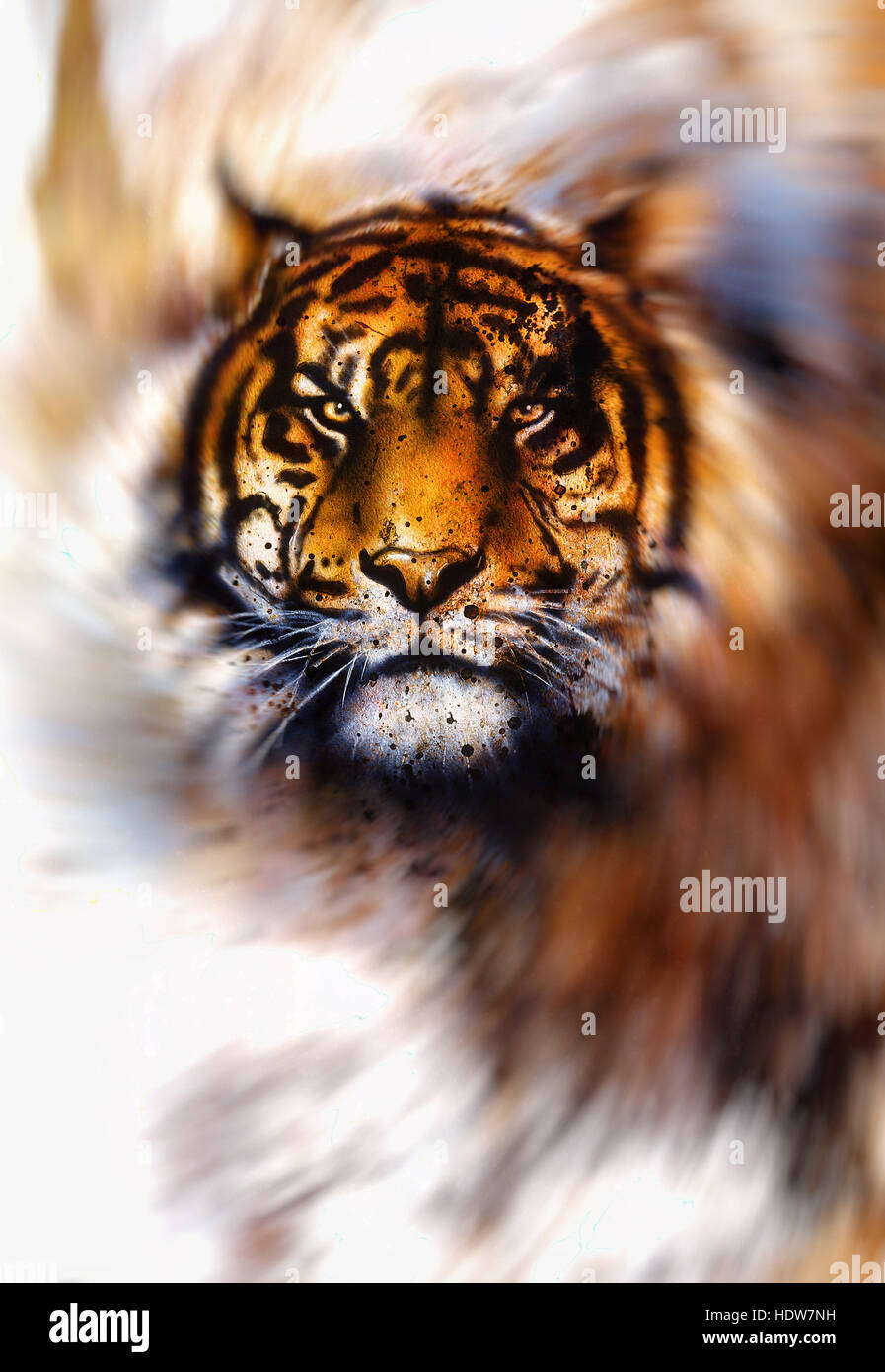 magical tiger in light swirl, airbrush painting and computer graphic ...