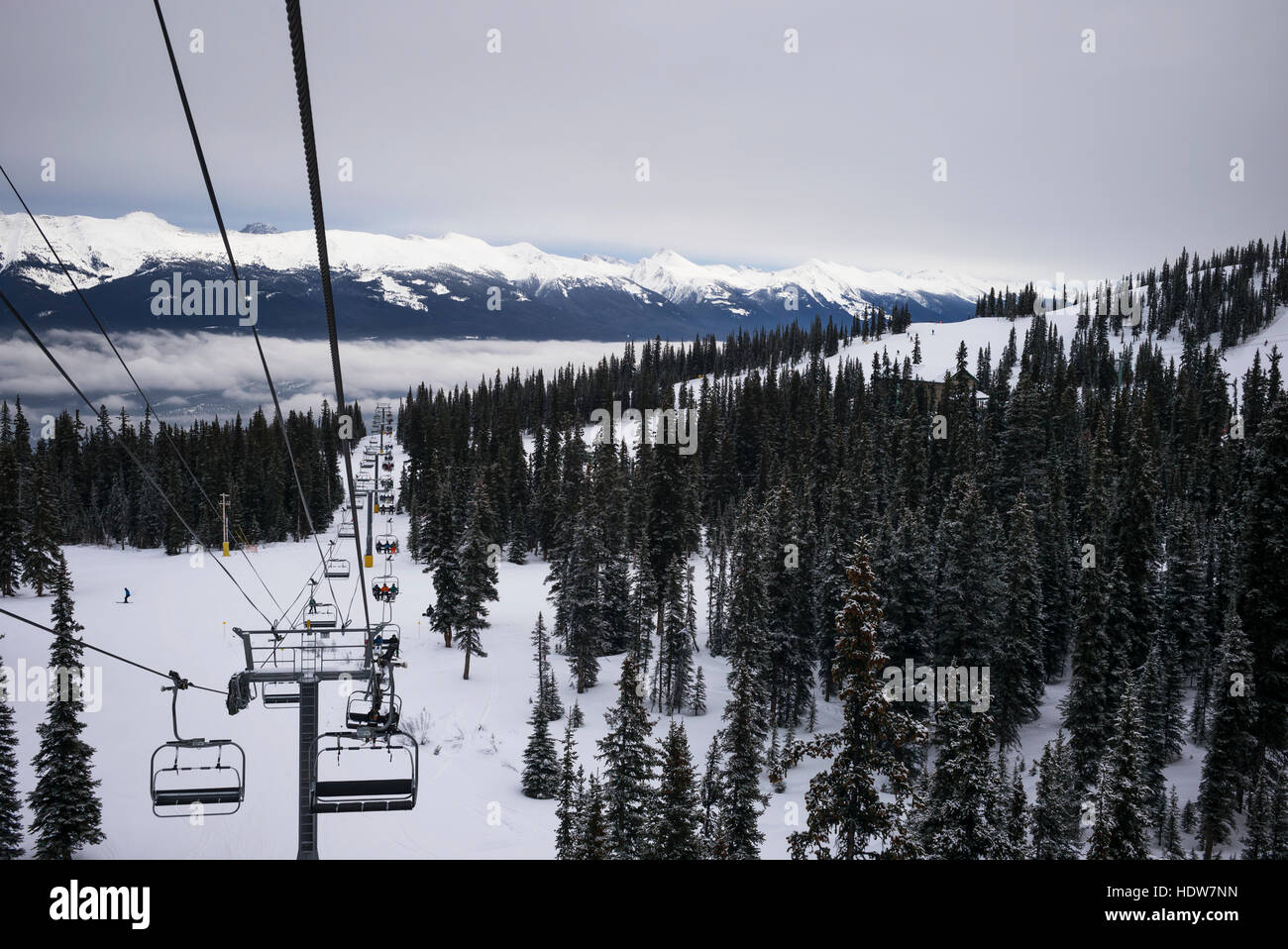 Chair lift at a ski resort, Banff National Park; Banff, Alberta, Canada ...