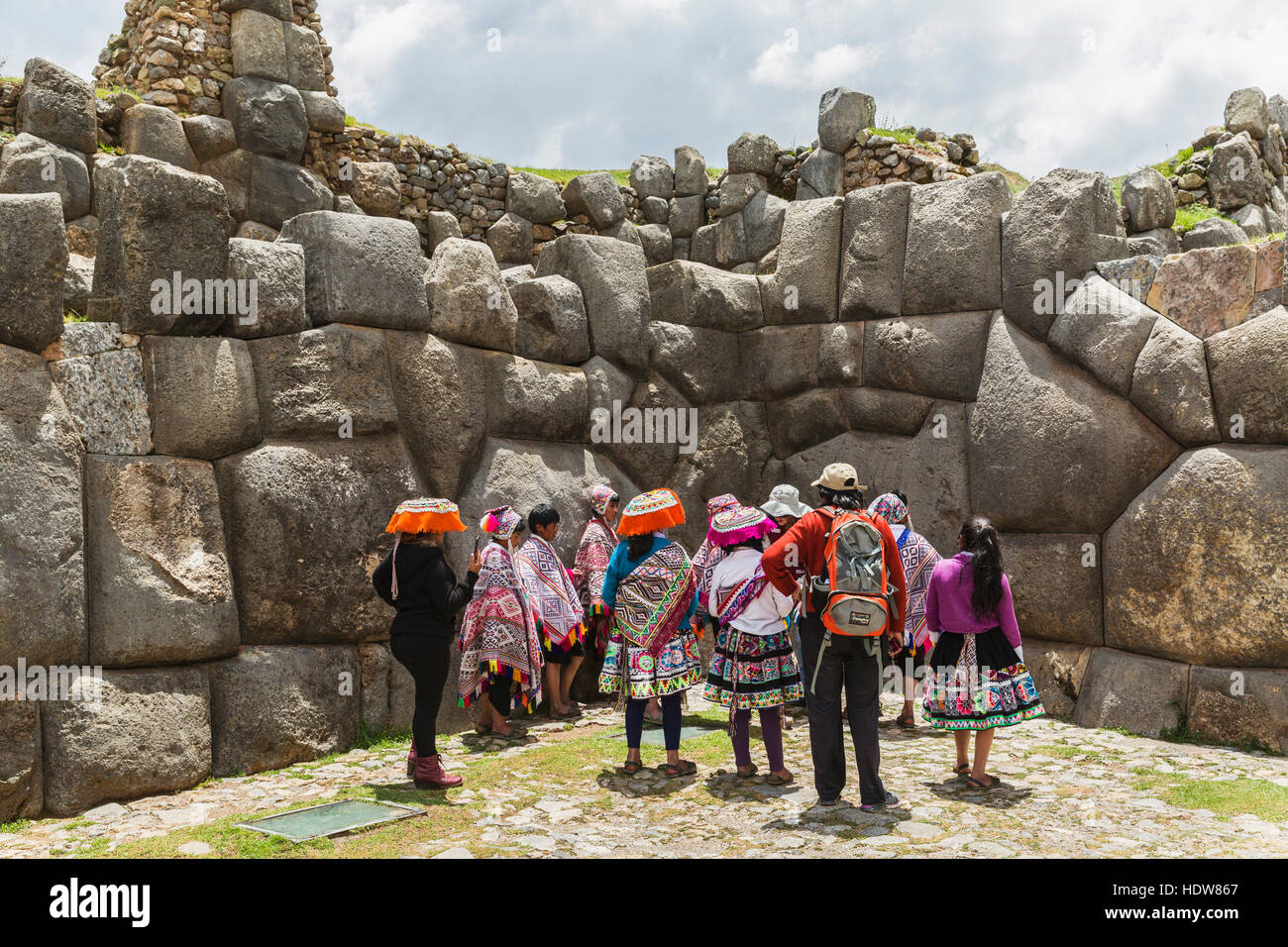 Inca school children tour ancient Inca Capital of Sacsayhuaman near ...