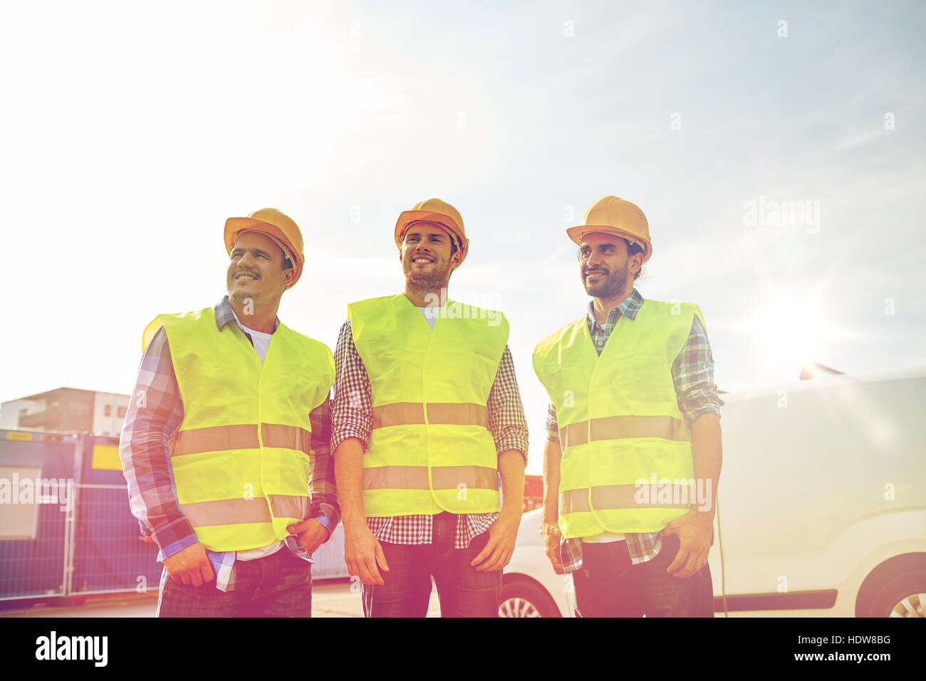 Happy workers outdoors hi-res stock photography and images - Alamy