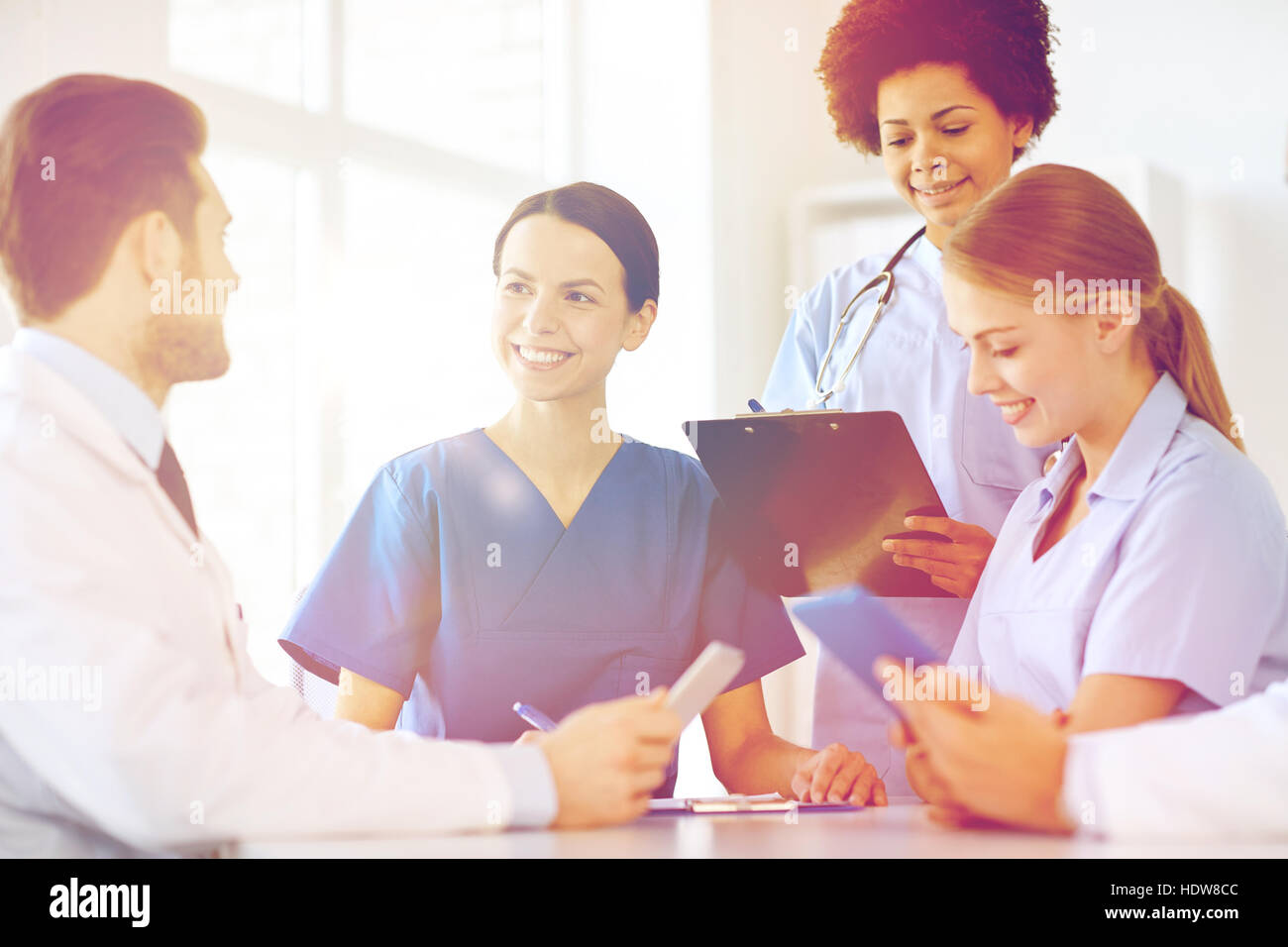 group of happy doctors meeting at hospital office Stock Photo - Alamy