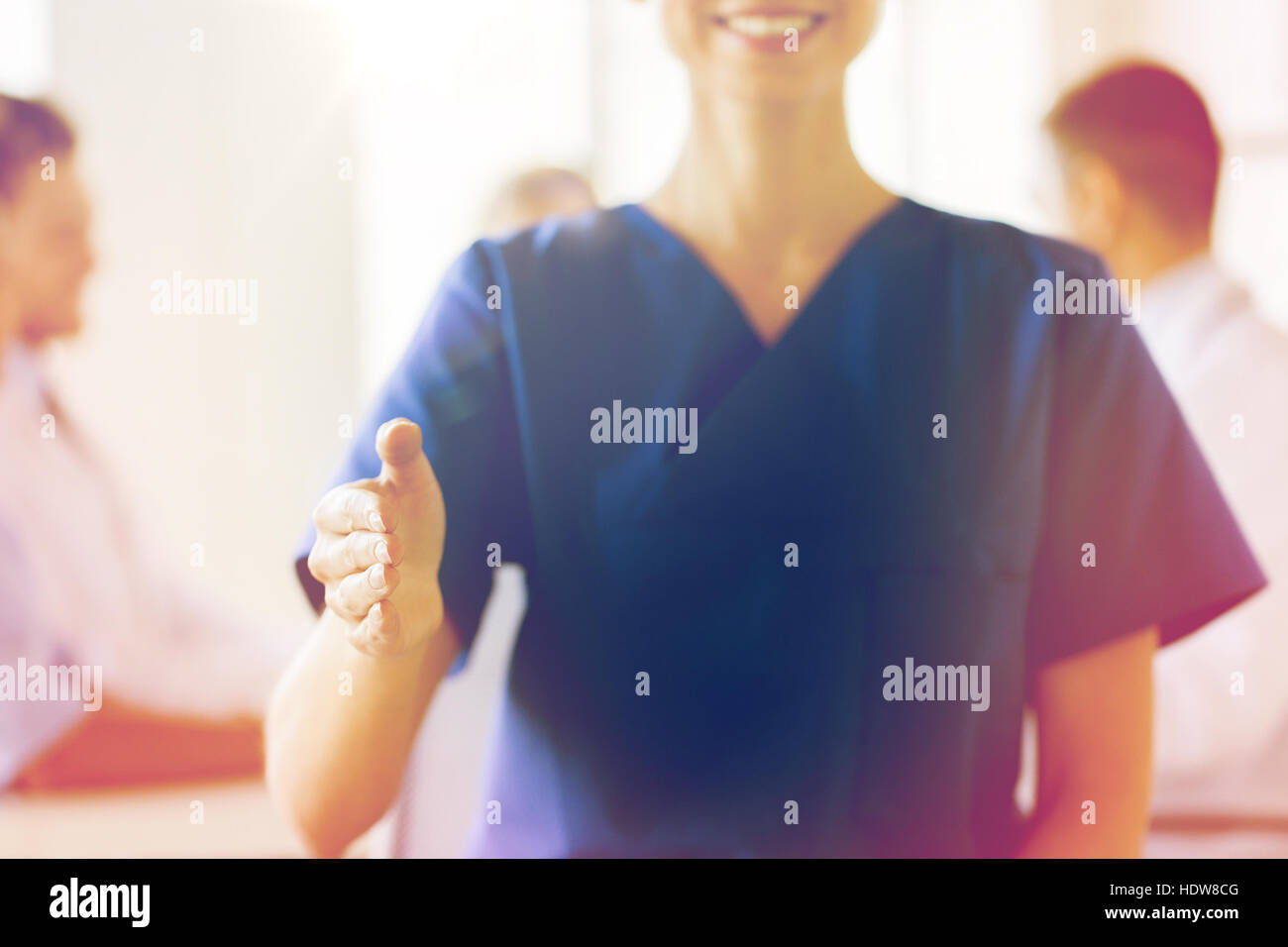 close up of doctor reaching out hand at hospital Stock Photo - Alamy