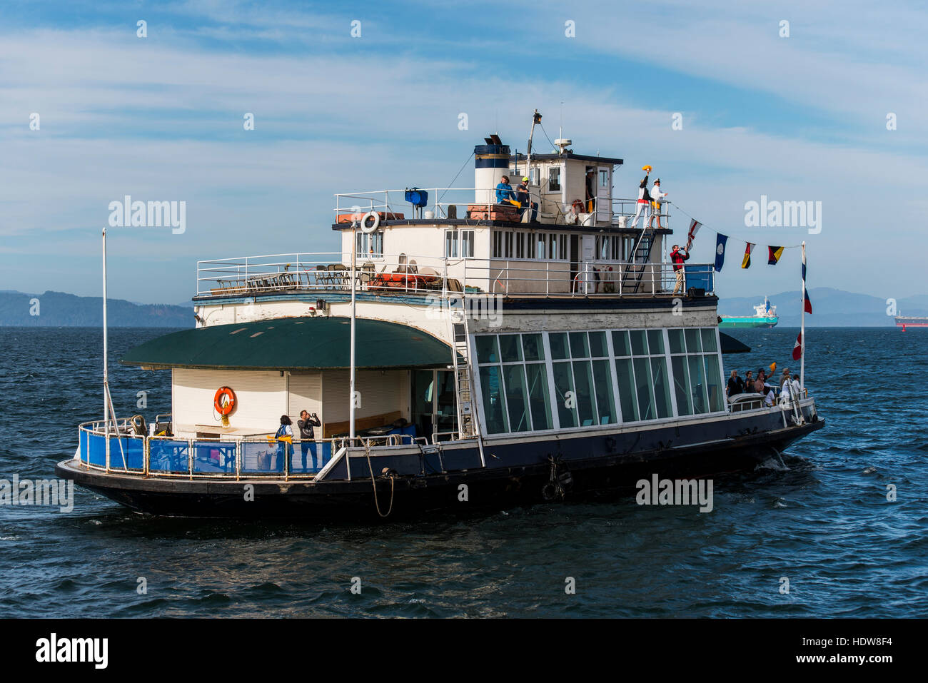 A historic ferry boat returns to Astoria; Astoria, Oregon, United ...
