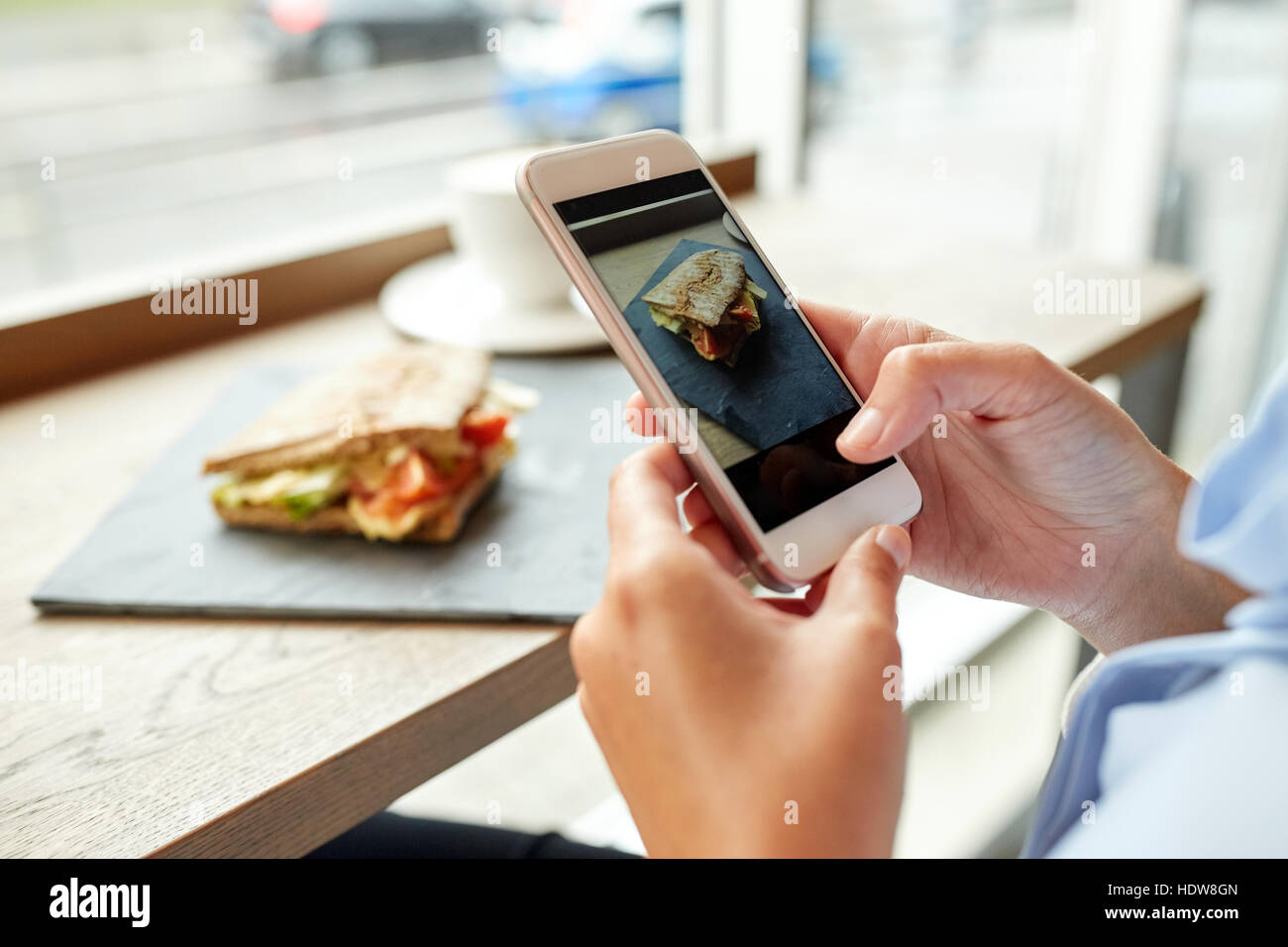 hands with smartphone photographing food Stock Photo - Alamy