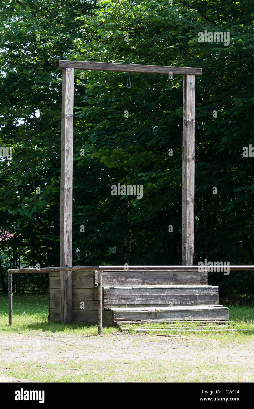The gallows where prisoners were hung and also the camp commandant of ...