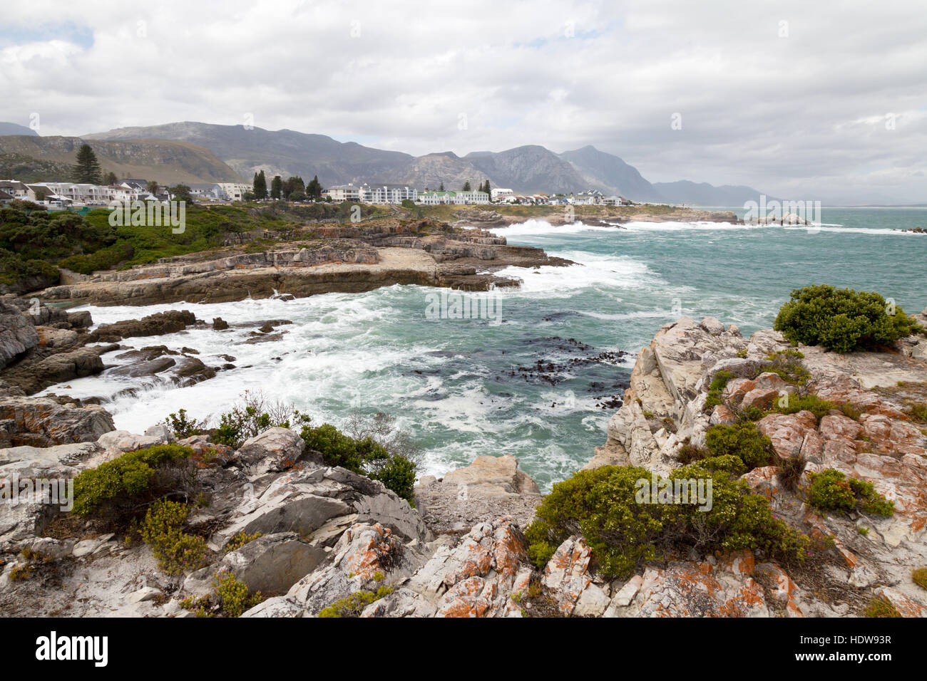 The South Africa coast at Hermanus, Western Cape, South Africa Stock ...