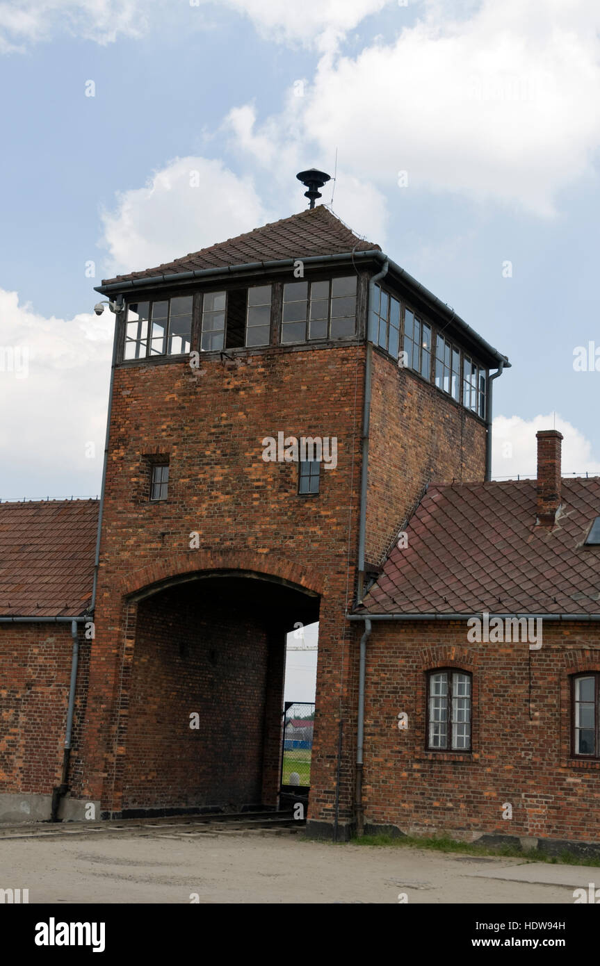 Auschwitz main gate house hi-res stock photography and images - Alamy
