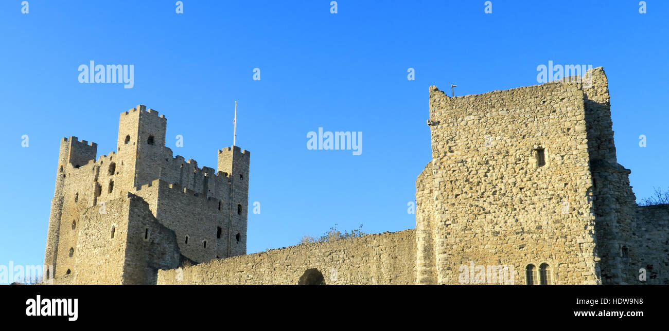 The Norman architecture of Rochester castle Stock Photo - Alamy