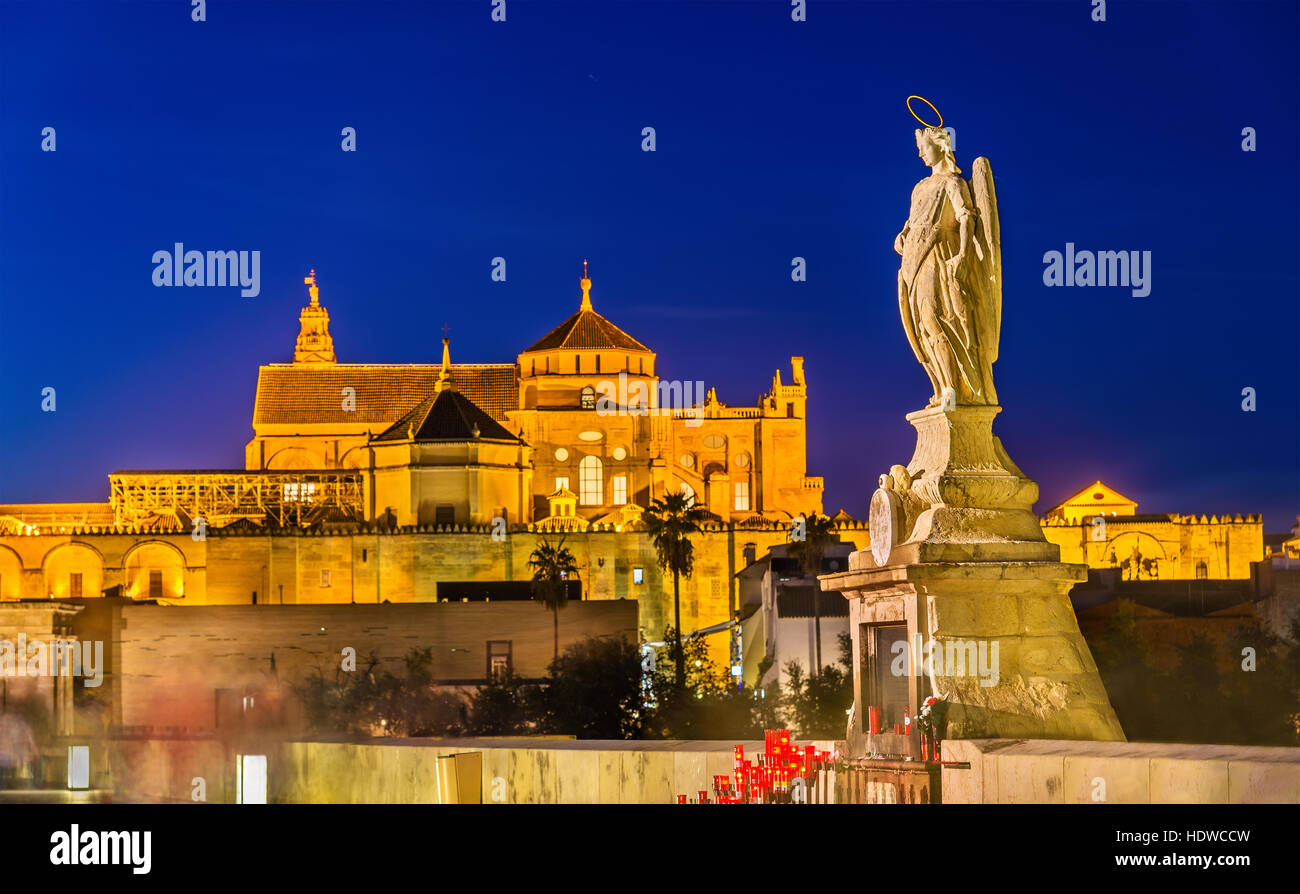 Statue of Archangel Raphael on the Roman Bridge in Cordoba, Spain Stock ...