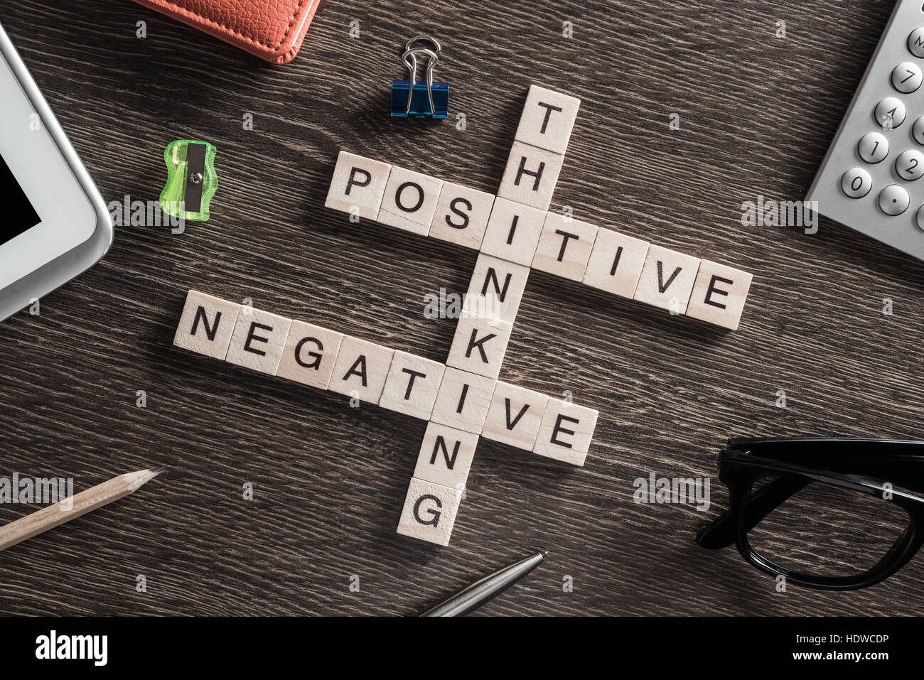 Conceptual business keywords on table with elements of game making ...