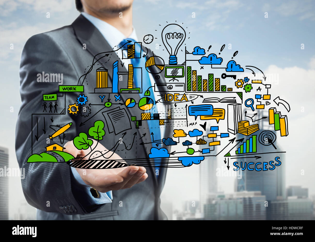 Man sketching business ideas Stock Photo - Alamy