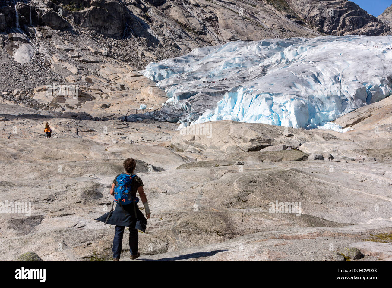 Tourist Glacier hiking in Nigardsbreen glacier, Jostedalsbreen glacier ...