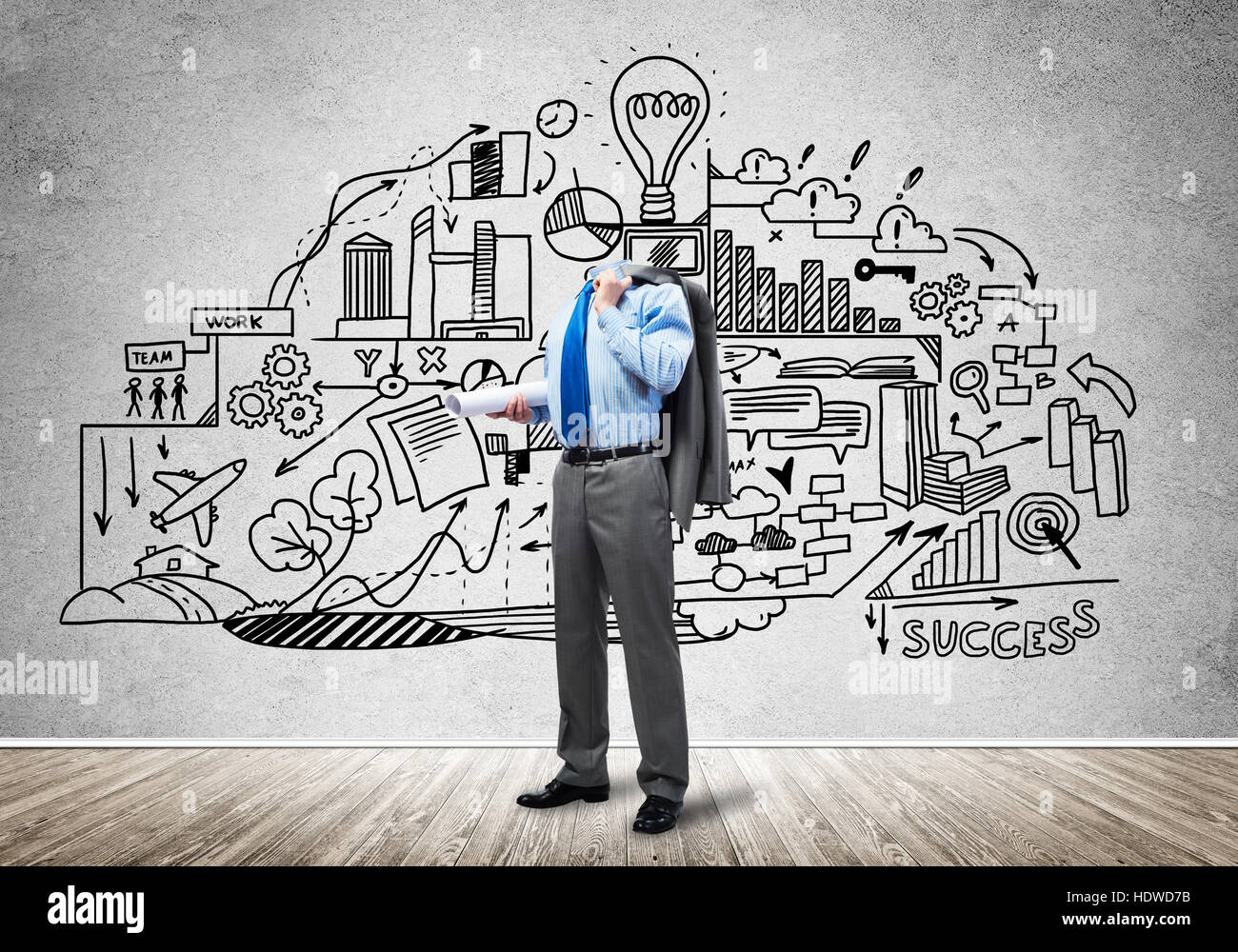 Businessman without head Stock Photo - Alamy