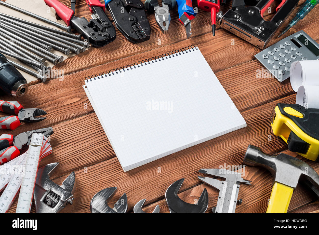 Instruments on wooden table Stock Photo - Alamy