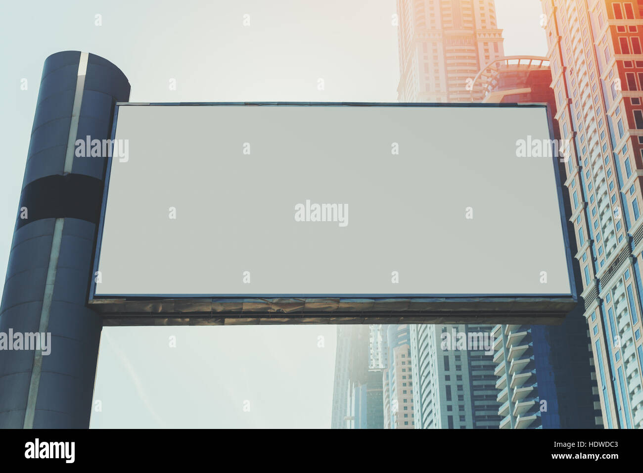 Mock up of blank horizontal white advertising billboard in Dubai with ...