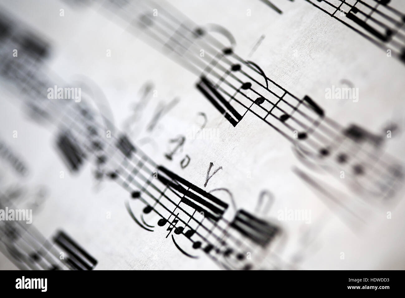 Sheet music background musical notes with selective focus Stock Photo ...