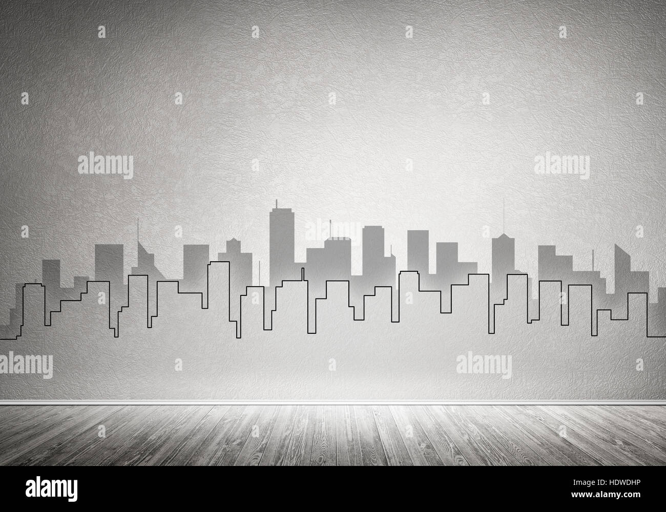 City design on wall Stock Photo - Alamy