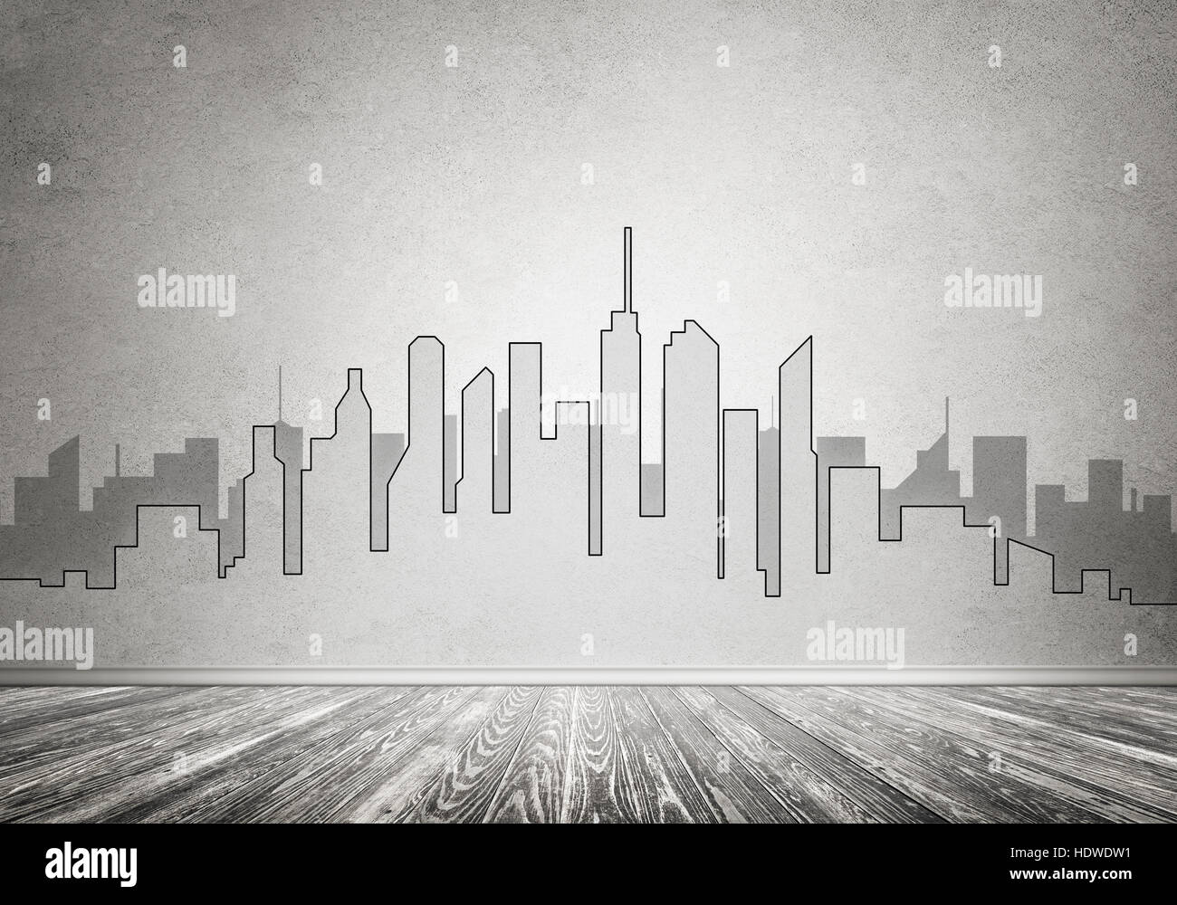 City design on wall Stock Photo - Alamy