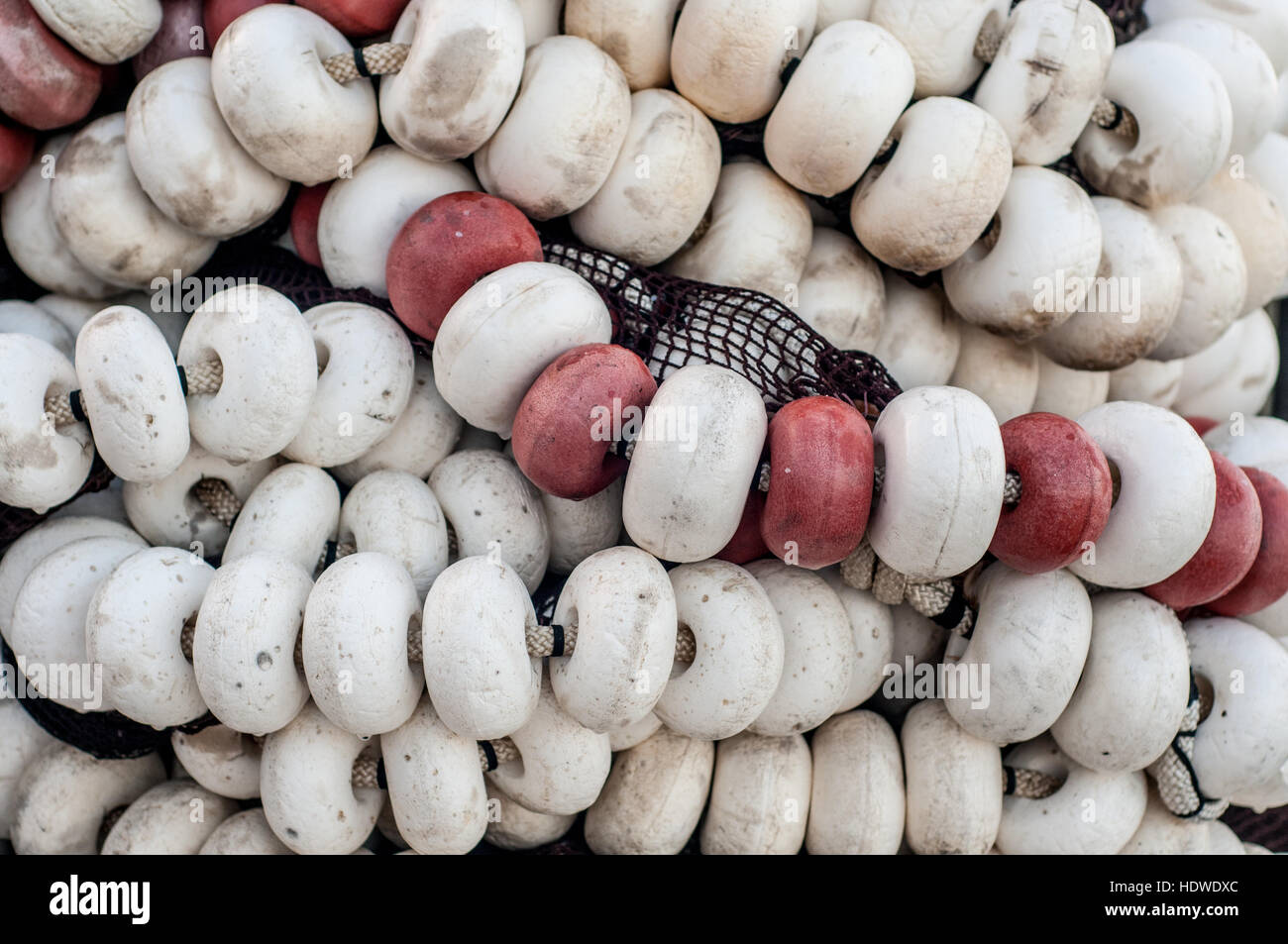 Red and white fishing net Stock Photo - Alamy