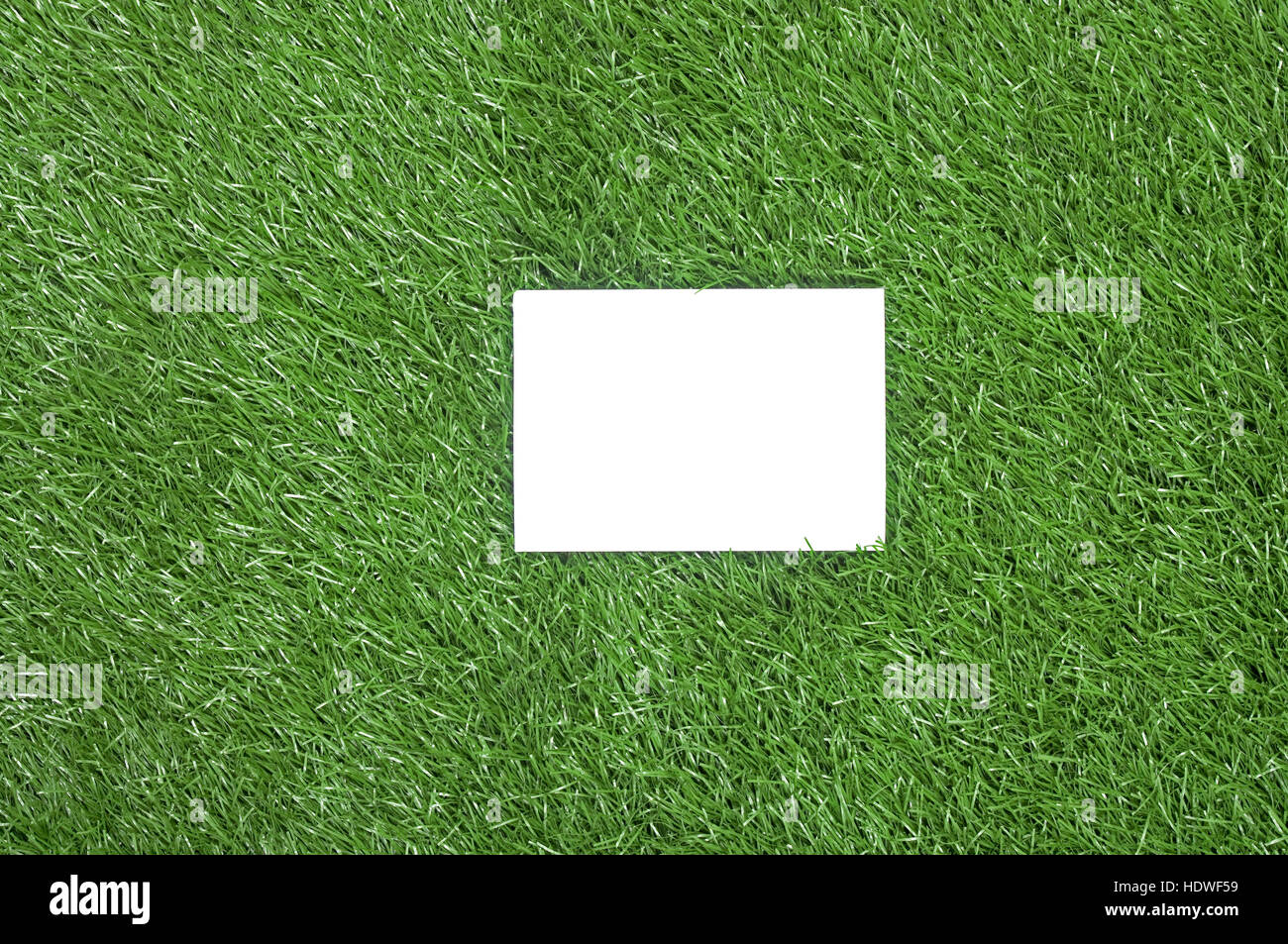 Back white paper card with beautiful green grass background from golf ...