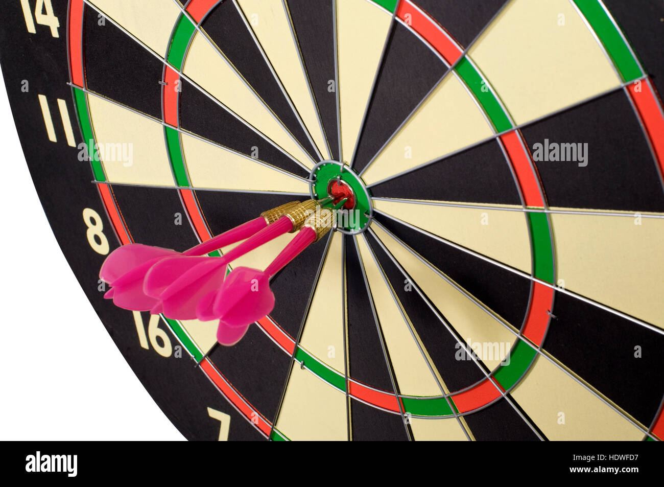 Three darts hitting a target on circular dart board Stock Photo - Alamy