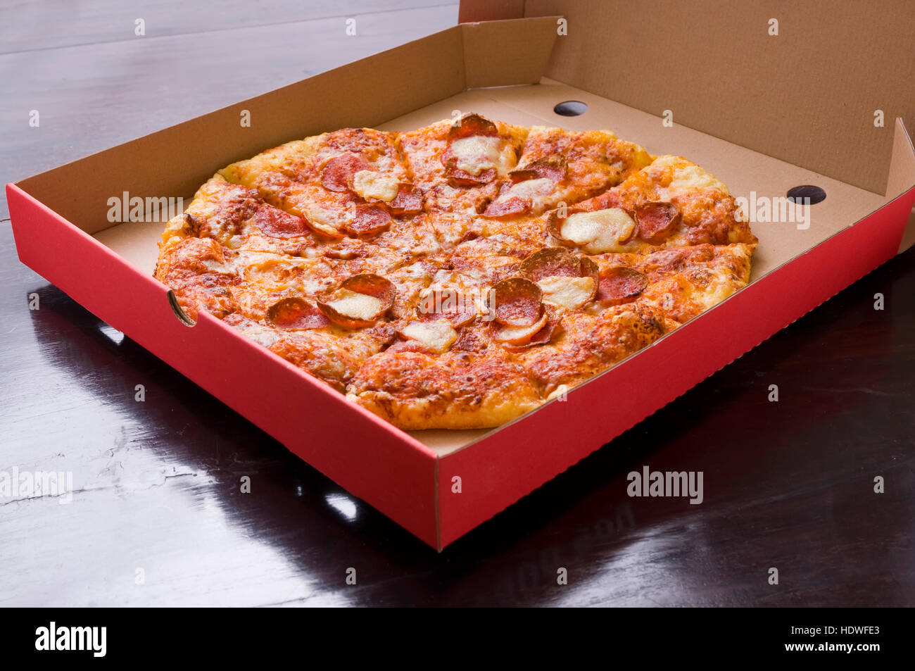 Pepperoni Pizza shot in the pizza box, you can put your writing on the ...
