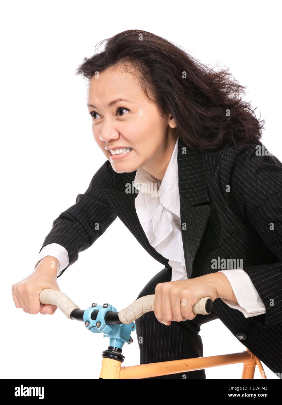 Business woman riding bicycle isolated over white background Stock ...