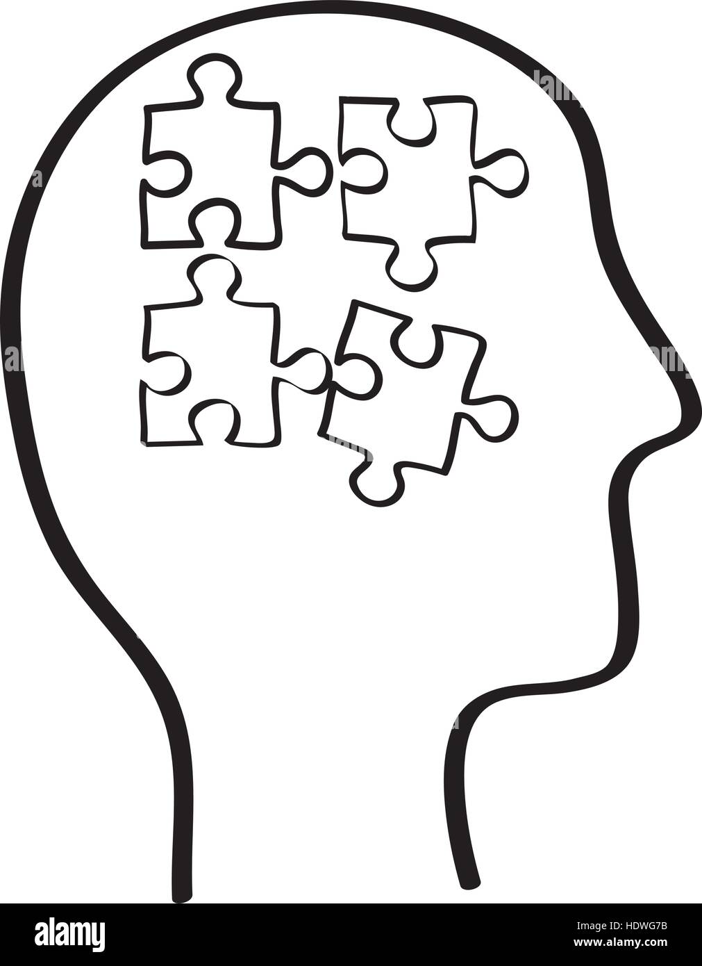 Human head with puzzles inside icon vector illustration graphic design ...
