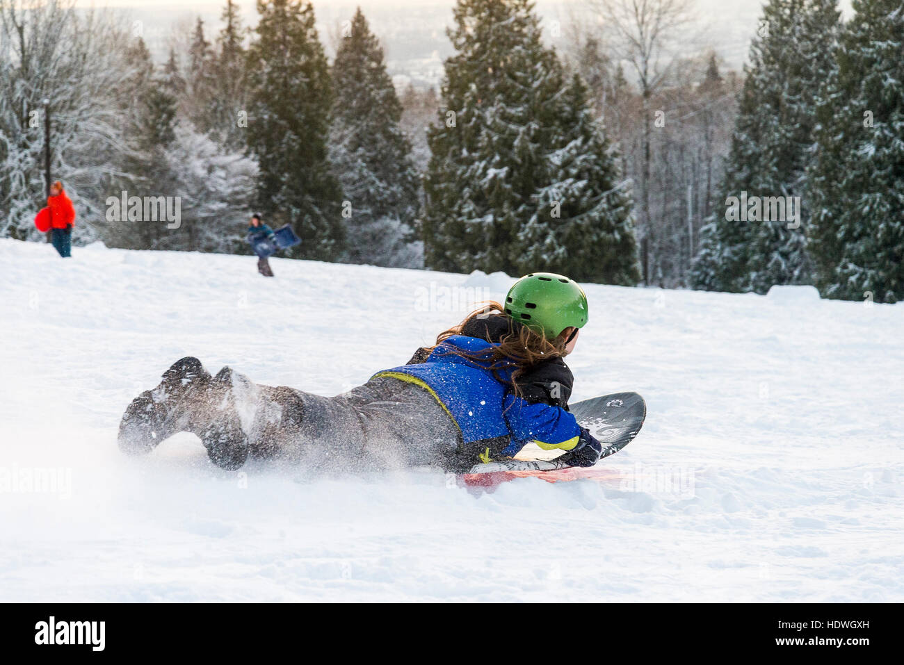 Tobogganing sledding hi-res stock photography and images - Alamy