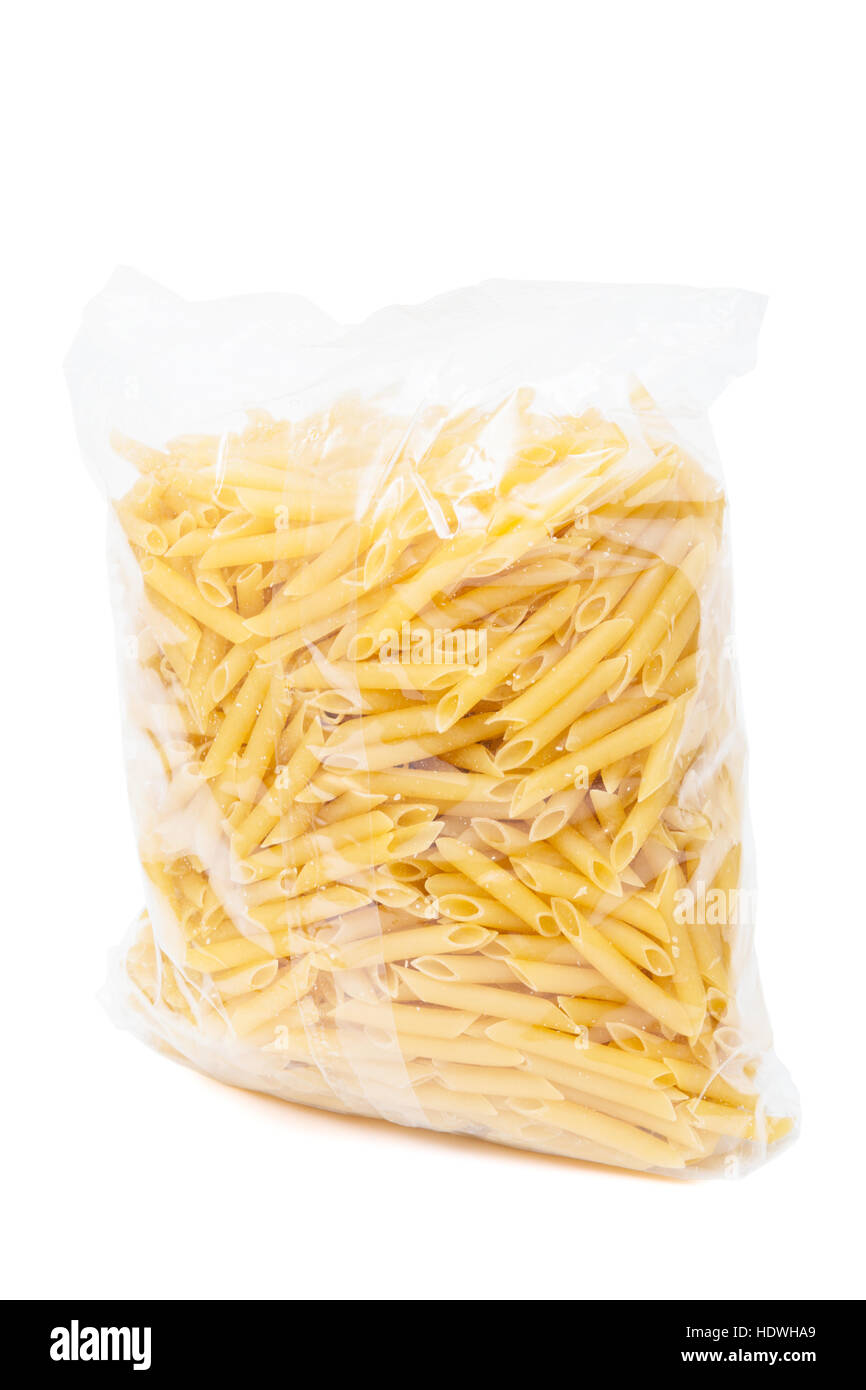 macaroni in the package on a white background Stock Photo - Alamy