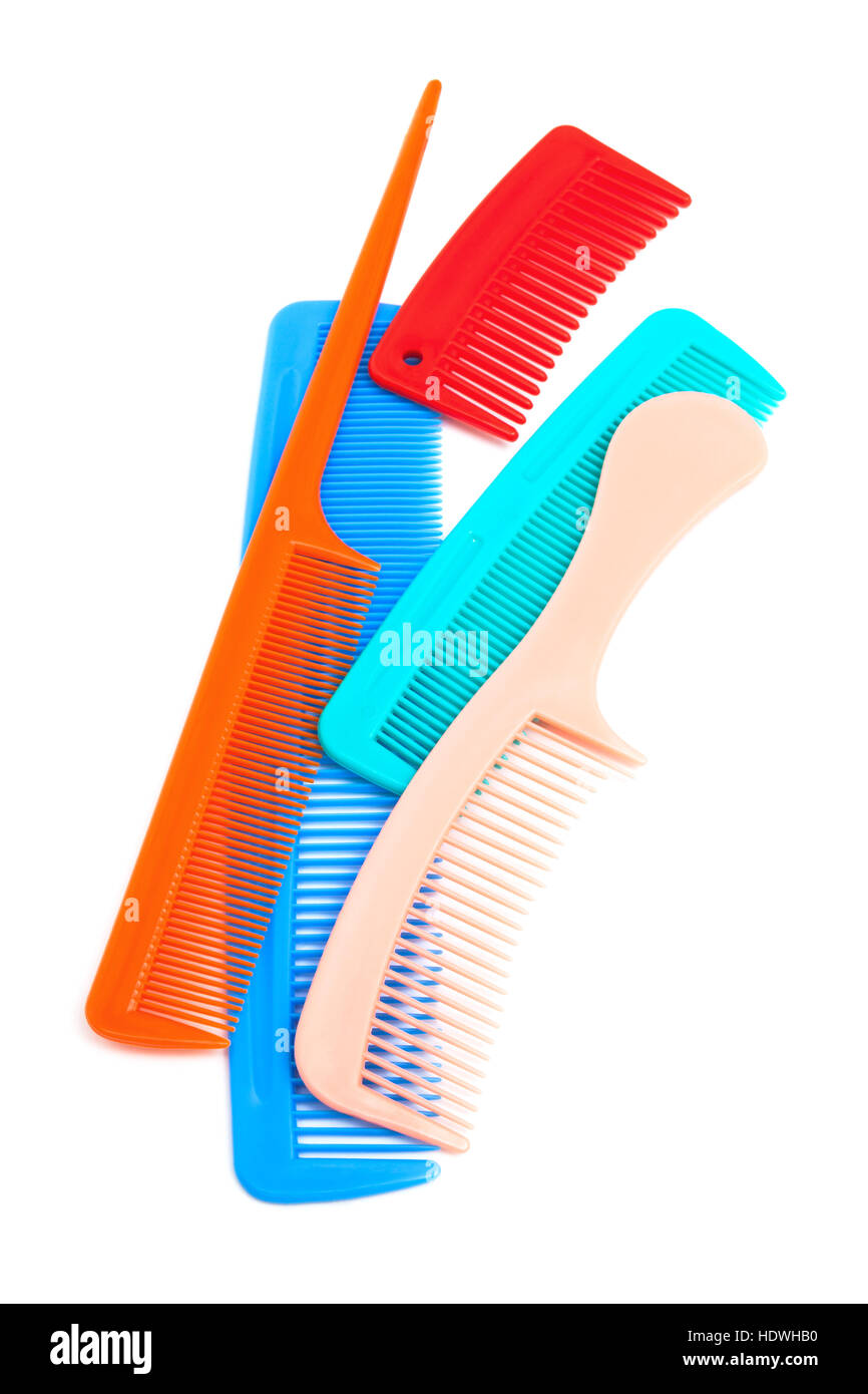 Set of modern combs on a white background Stock Photo - Alamy