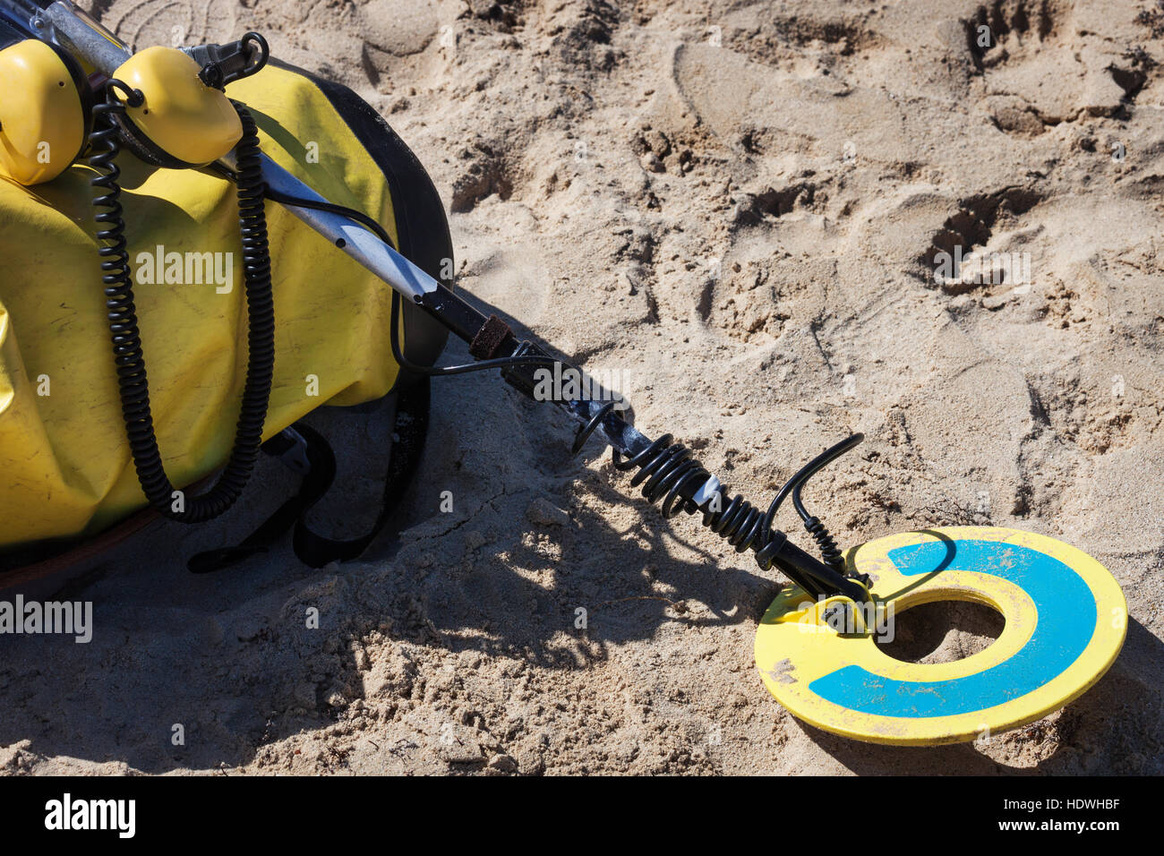 metal detector on the sandy beach Stock Photo - Alamy