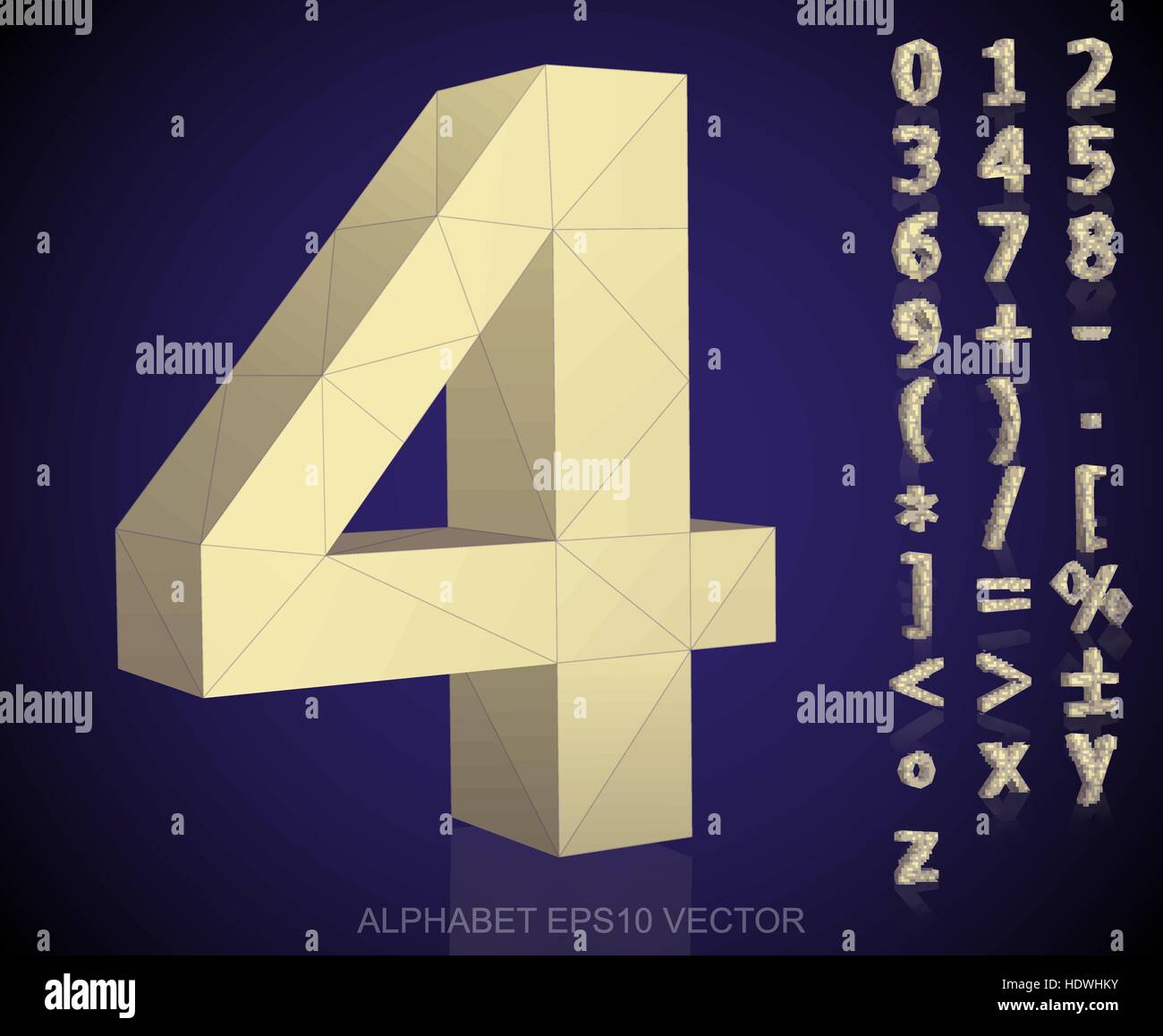 Set of Yellow 3D polygonal Numbers And Mathematical Symbols with ...