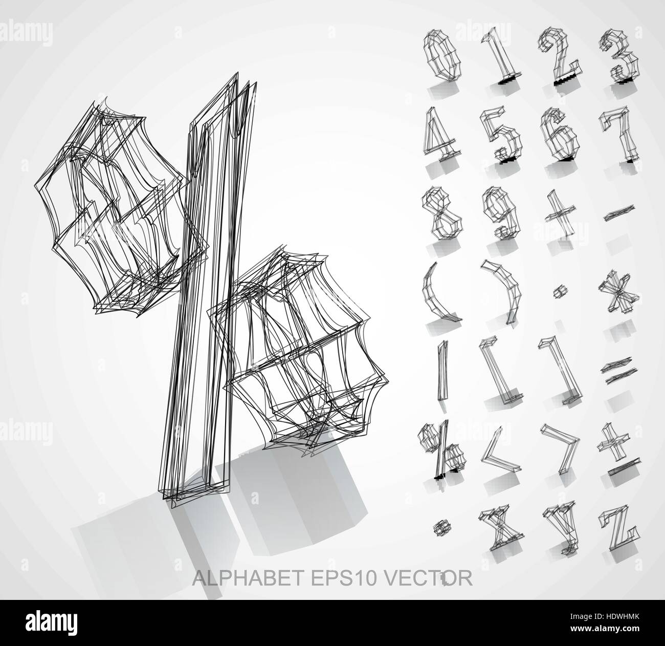 Abstract illustration of a Ink sketched Numbers And Mathematical ...