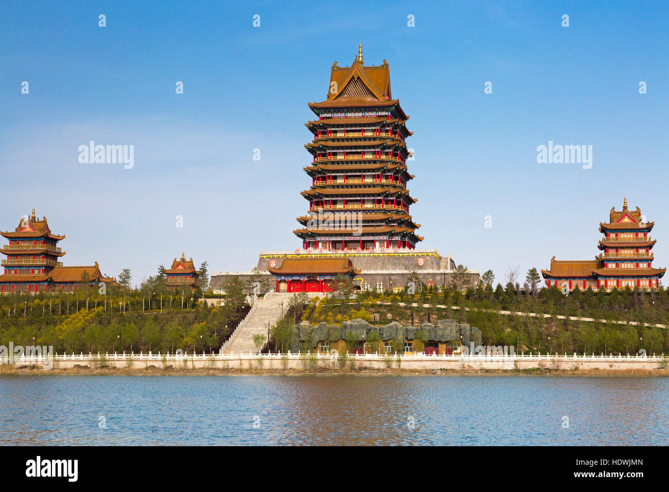 Yellow River Mother Goddess Temple, Wuzhong, Ningxia, China Stock Photo ...
